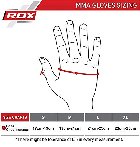 RDX MMA Gloves NOIR, Maya Hide Leather, Ventilated Open D-Cut Palm, Padded Grappling Sparring Mitts, Cage Fighting Kickboxing Mixed Martial Arts Muay Thai Training, Punching Bag Pads Workout, Black