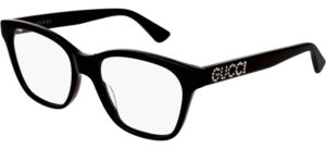 gucci gg 0420o 001 black plastic square eyeglasses 52mm