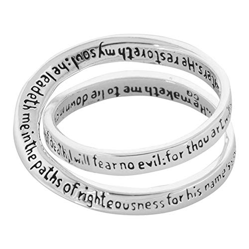 Psalm 23 Silver Plated Women's Double Mobius Ring Size 7