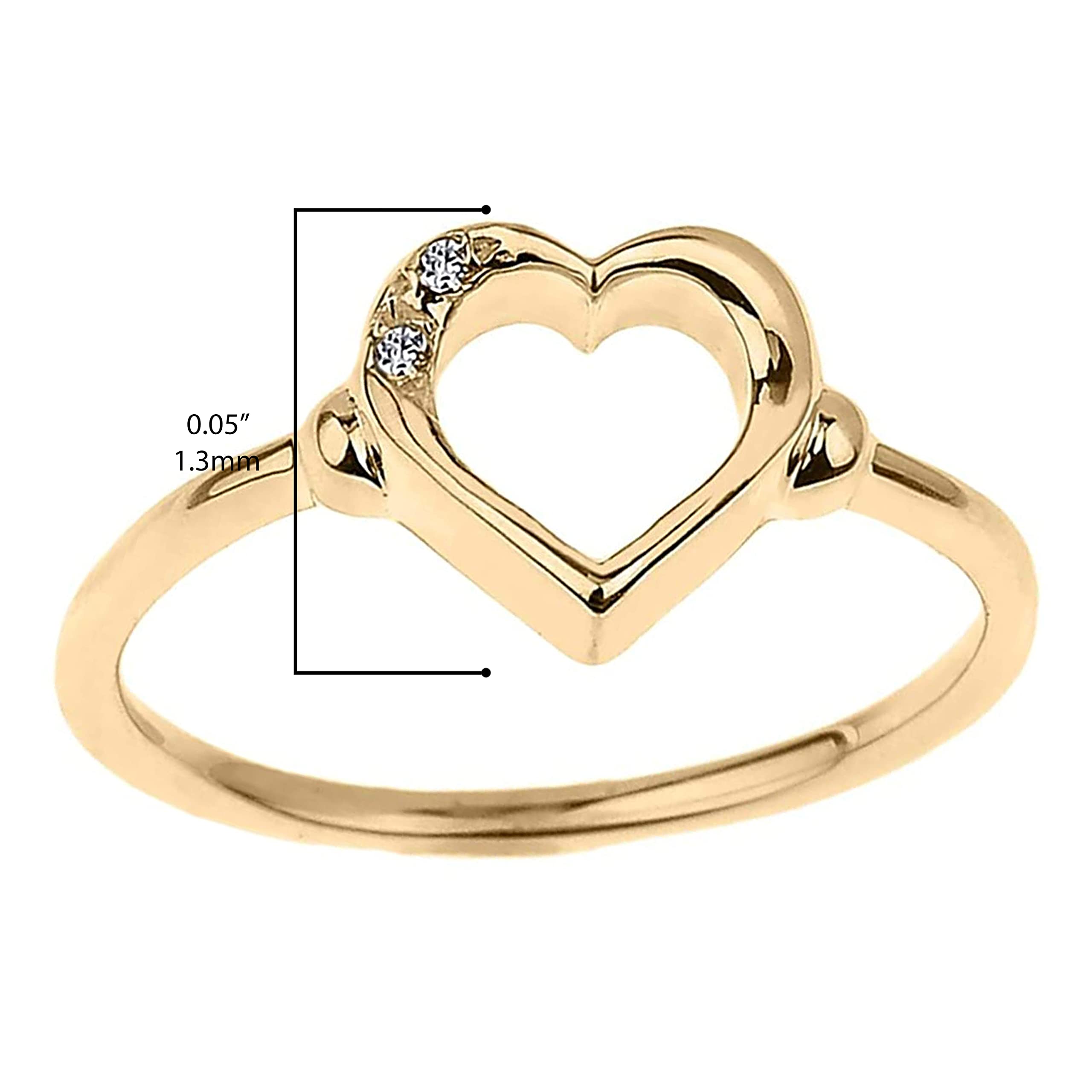 14K Yellow Gold Diamond Accented Open Heart Ring with Pavé Set Gems (J-K Color, I1-I2 Clarity) - Size 10