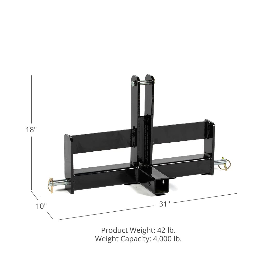 Titan Tractor Drawbar with Suitcase Weight Brackets 2" Receiver CAT 1 3-Pt