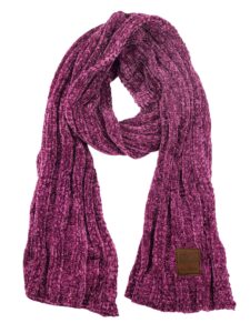 c.c women's ultra soft chenille ribbed thick warm knit shawl wrap scarf-lavender