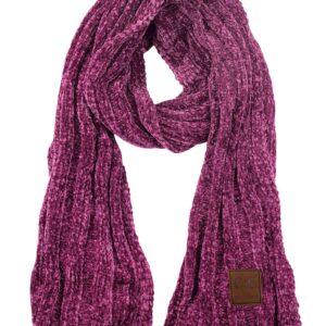 C.C Women's Ultra Soft Chenille Ribbed Thick Warm Knit Shawl Wrap Scarf-Lavender