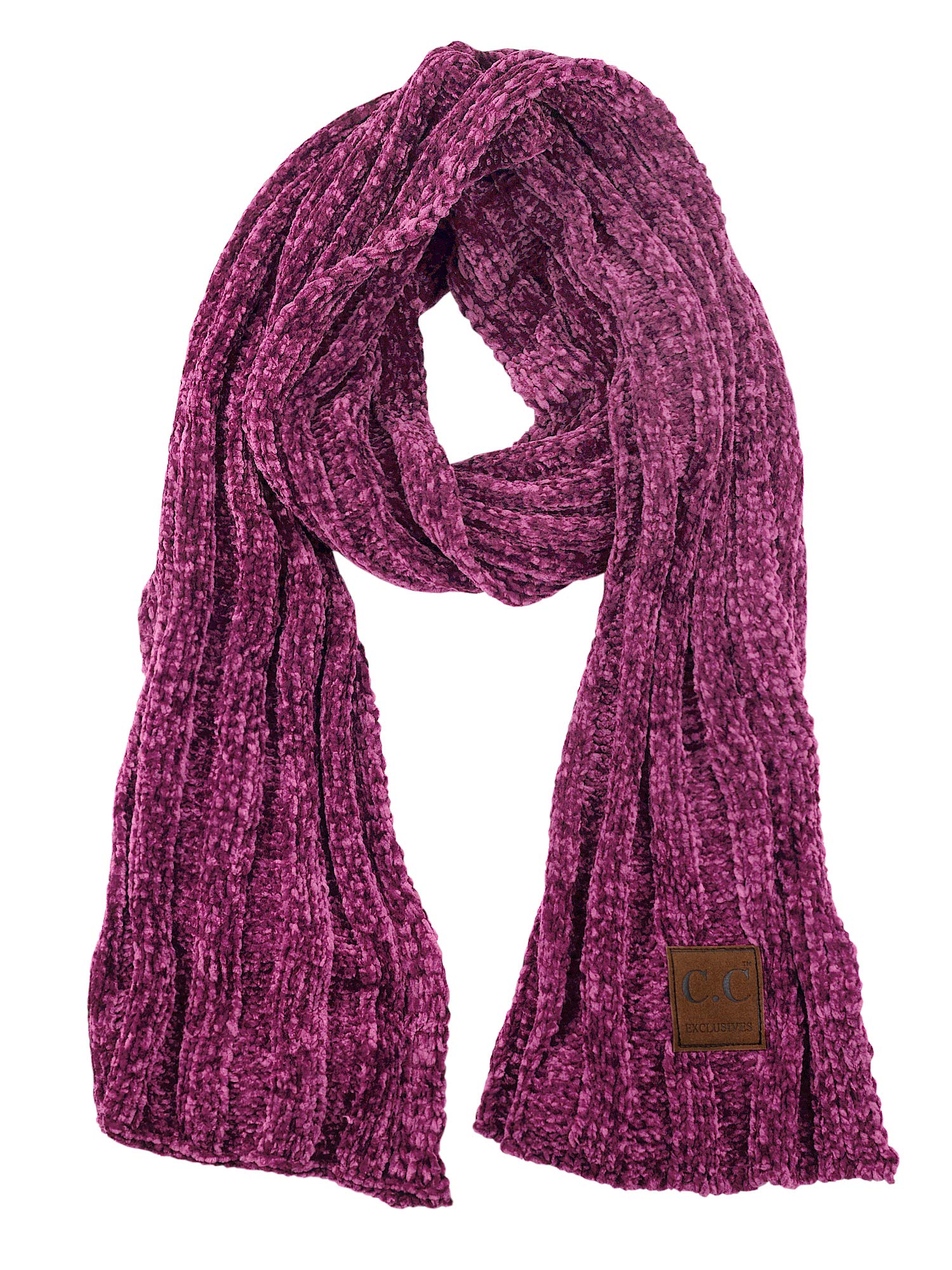 C.C Women's Ultra Soft Chenille Ribbed Thick Warm Knit Shawl Wrap Scarf-Lavender