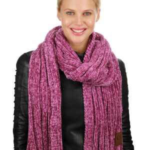 C.C Women's Ultra Soft Chenille Ribbed Thick Warm Knit Shawl Wrap Scarf-Lavender