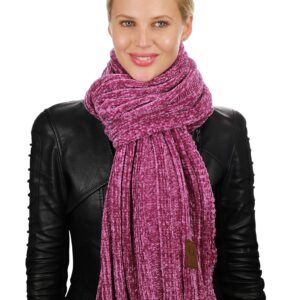 C.C Women's Ultra Soft Chenille Ribbed Thick Warm Knit Shawl Wrap Scarf-Lavender