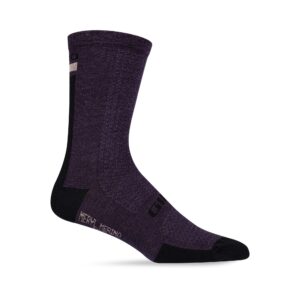 giro hrc+ merino wool cycling nylon-reinforced toe socks - dusty purple/black (2023), large