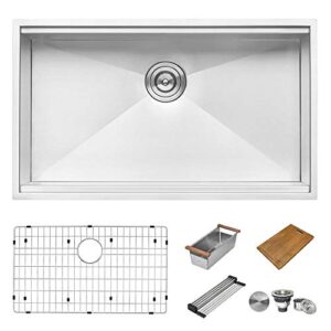 Ruvati 28-inch Workstation Ledge Undermount 16 Gauge Stainless Steel Kitchen Sink Single Bowl - RVH8309