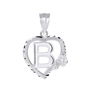 calirosejewelry sterling silver initial heart pendant - letter b