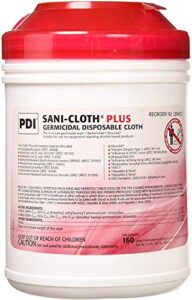 pdi healthcare 51017m sani-cloth plus germicidal cloth, 6" x 6-3/4" size, pack of 160