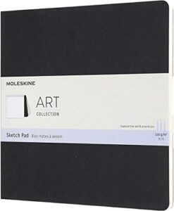 moleskine art sketch pad, soft cover, square (7.5" x 7.5") plain/blank, black, 48 pages