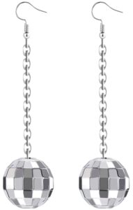 rave envy disco ball earrings for women - 70's silver halloween earrings women's costume accessories