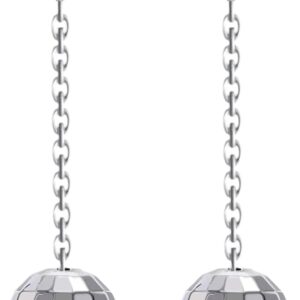 Rave Envy Disco Ball Earrings for Women - 70's Silver Halloween Earrings Women's Costume Accessories