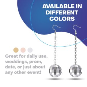 Rave Envy Disco Ball Earrings for Women - 70's Silver Halloween Earrings Women's Costume Accessories