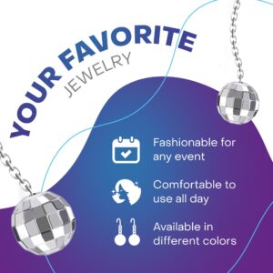 Rave Envy Disco Ball Earrings for Women - 70's Silver Halloween Earrings Women's Costume Accessories