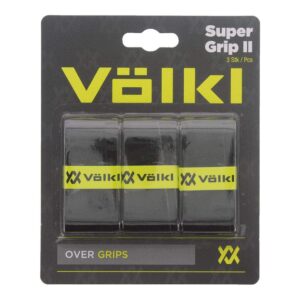 volkl super grip ii | cotton | overgrip | high performance tennis grip (black, 3 pack)