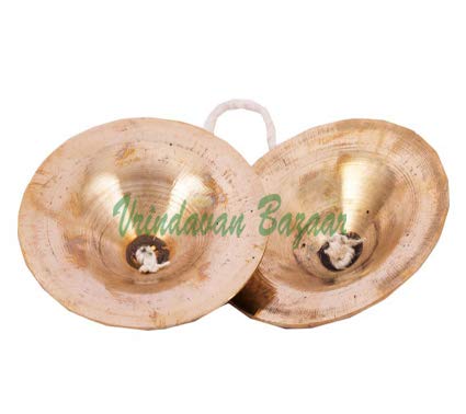 Handmade Brass Cymbals/Kartal/Manjira/Chimes Bell Metal for Kirtan | Vrindavan Bazaar (5 inch)