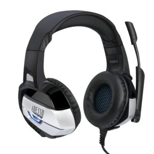 adesso xtream g2 - gaming headphones with noise cancelling microphone and led lighting for pc, ps4, xbox, nintendo switch, and laptops, blue, 9.00in. x 4.00in. x 9.00in.