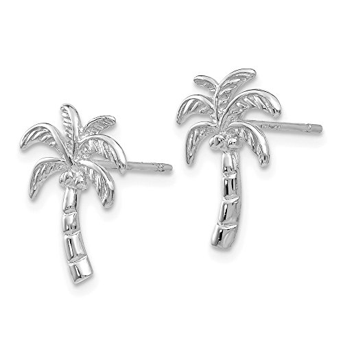 Real 14kt White Gold Palm Tree Post Earrings