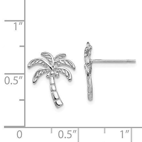 Real 14kt White Gold Palm Tree Post Earrings