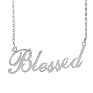 lutilo 925 sterling sliver custom name necklace personalized initial necklaces pendant jewelry gift for her (blessed)