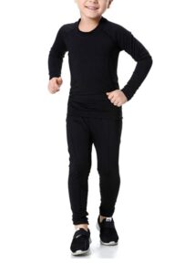 youth boys football compression shirt & pants long sleeve athletic shirts sports soccer tights kids baselayer set