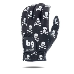 bg bender golf glove | wear on left | (crossbones, mens small)