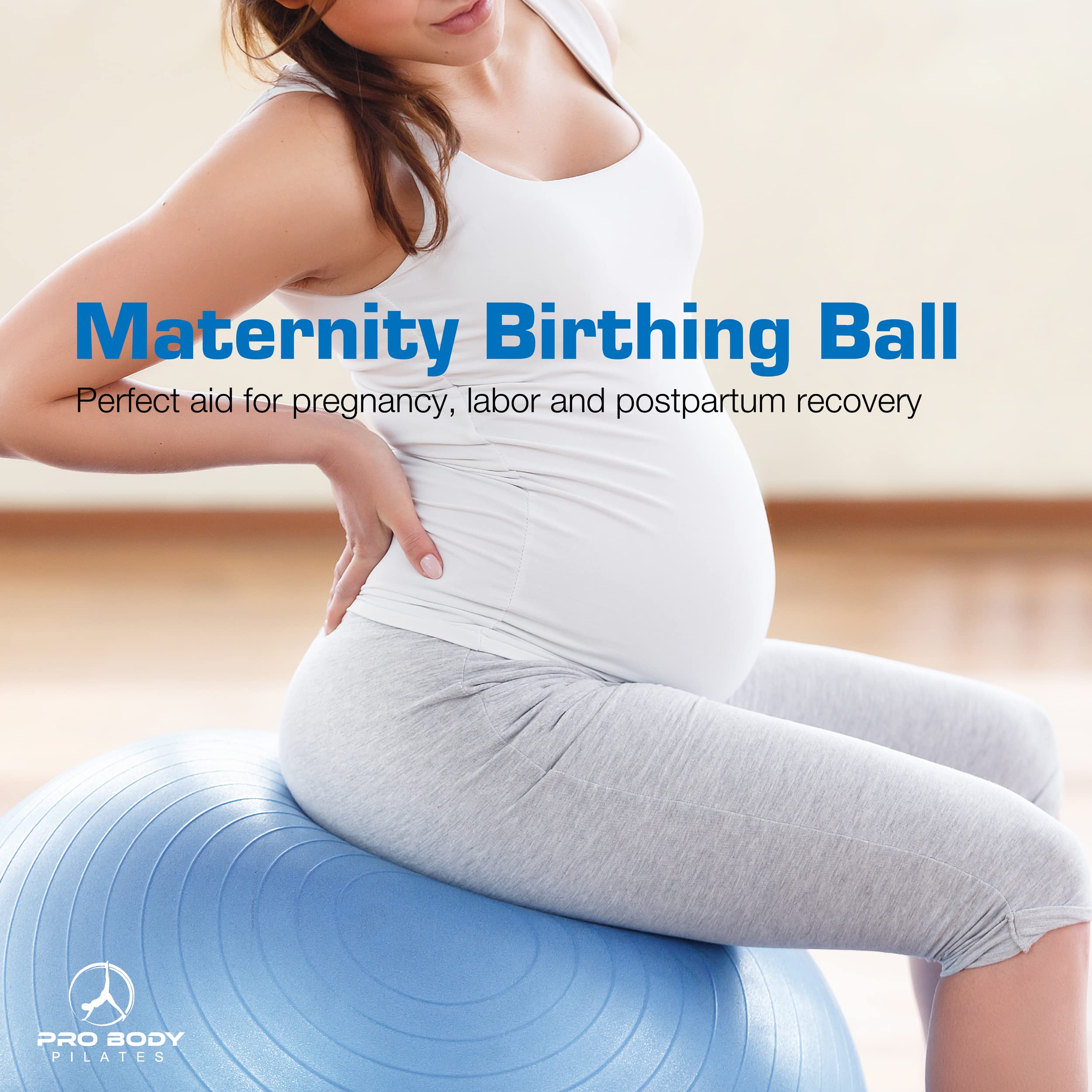 ProBody Pilates Ball Yoga Ball Exercise Ball, Balance Ball or Pregnancy Ball for Stability, Yoga Ball Chair, Therapy Ball Workout Ball or Birthing Ball for Pregnancy (Slate, 55 cm)