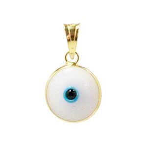 mizze made for luck white gold plated 925 sterling silver 10 mm round glass turkish diy evil eye charm pendant