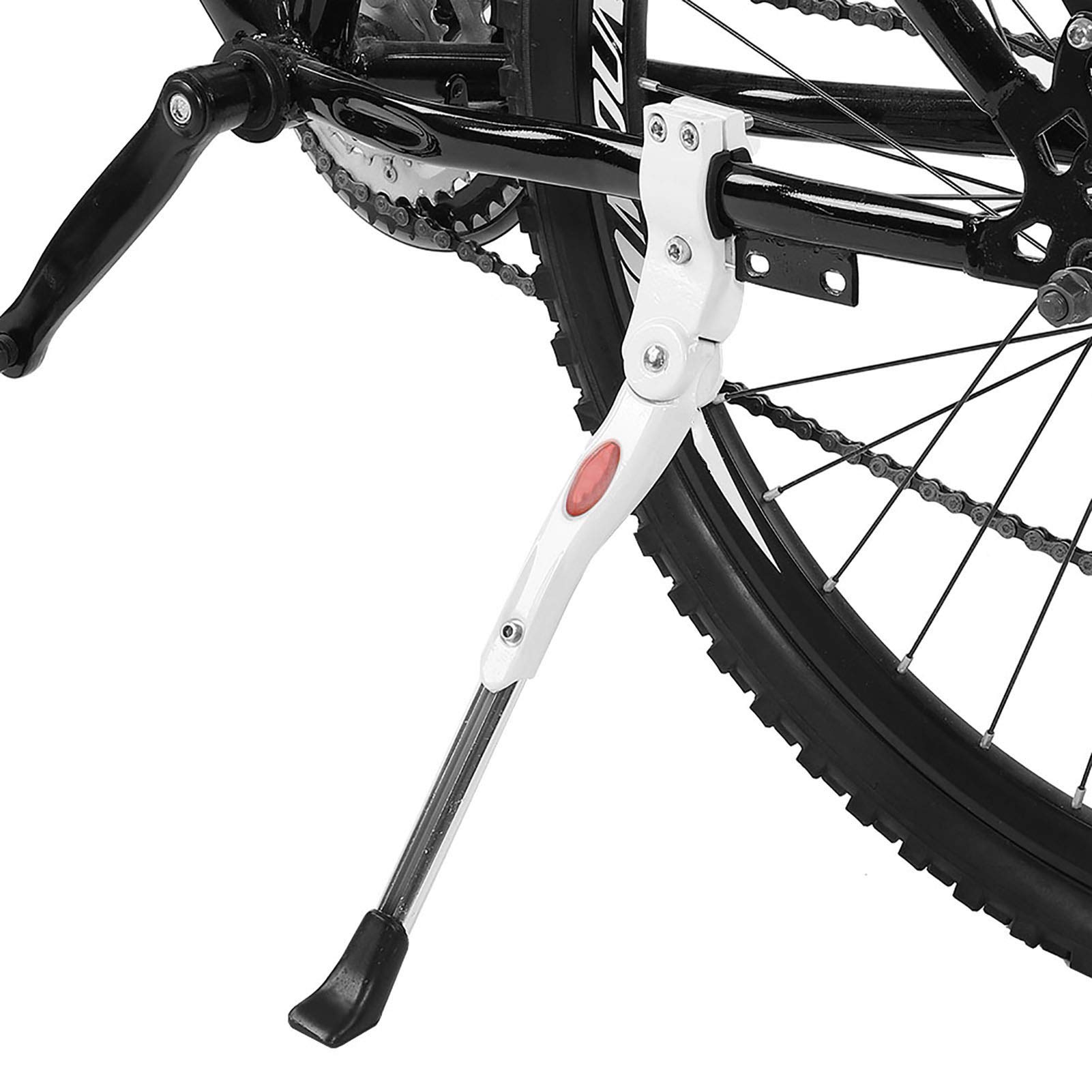 Adjustable Bike Kickstand Aluminum Alloy Cycling Bicycle Kick Stand Rear Side NonSlip Stand Fits for 16 20 24 26 Mountain Bike/Road Bike/Folding Bikes (White)(White) raleigh scout kickstand