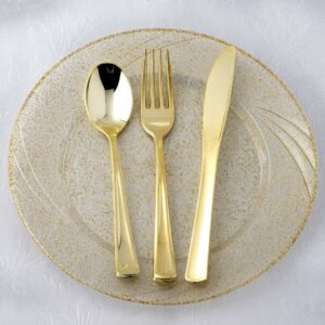 tableclothsfactory 48pcs metallic gold disposable plastic cutlery set for wedding party banquet events candy buffets dinnerware