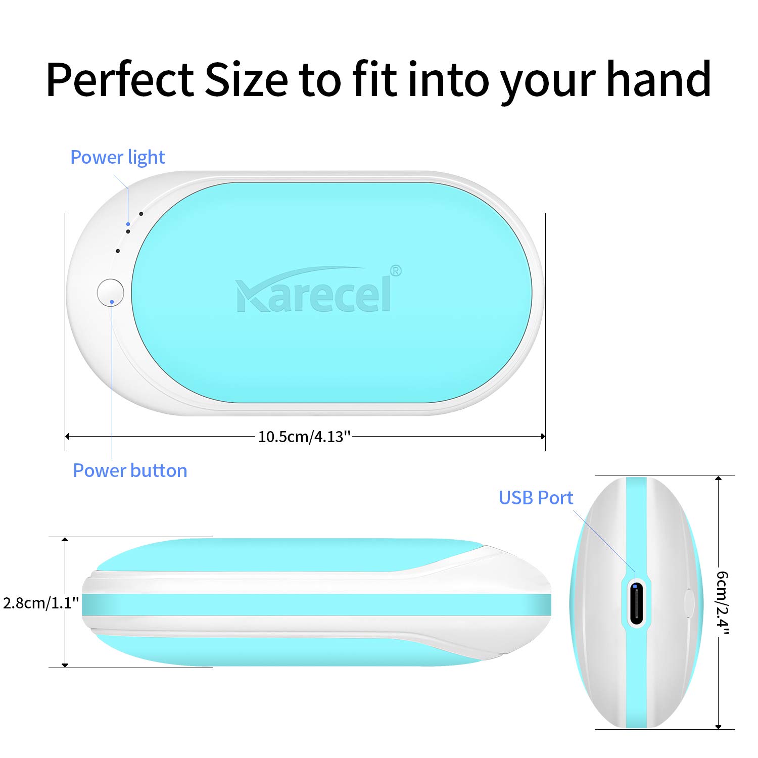 Karecel Hand Warmers Rechargeable, USB Hand Warmer Reusable 5200mAh Powerbank Portable Heater Battery Hot Pocket Warmer Electric Handwarmers, Great Gifts for Men and Women in Cold Wether Winter