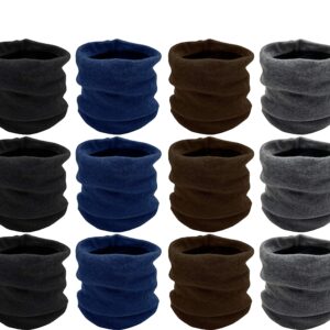 Winter Neck Gaiter, 12 Pack, Fleece Lined Interior Warm Cold Weather Scarf Wrap, Mens or Womens Bulk (12 Pack Assorted Solids)