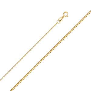 TGDJ 14k Yellow Gold Italian Horn Charm Pendant - 23 x 8 MM Good Luck Pendant with 0.65mm Box Link Chain - Suitable for Men and Women