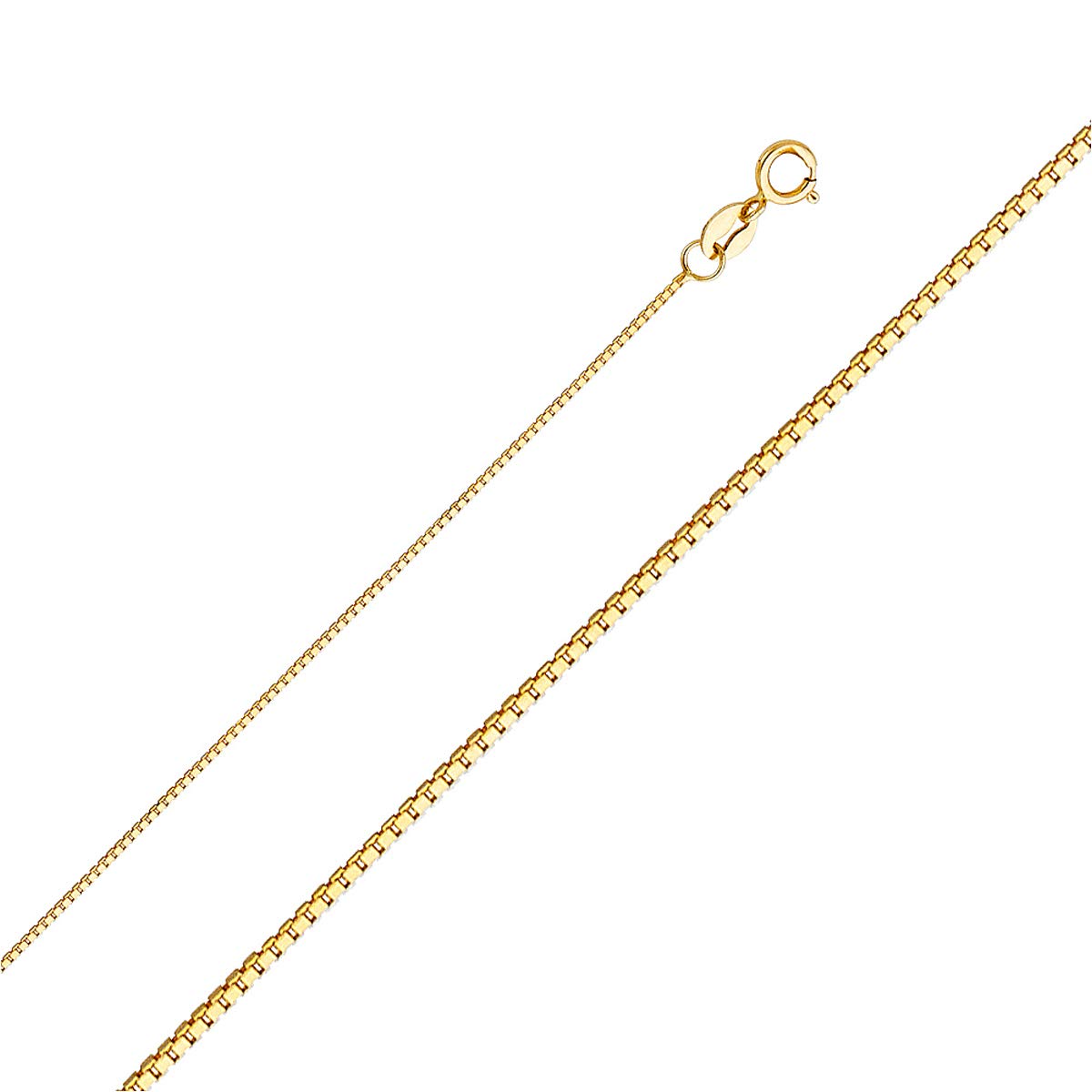 TGDJ 14k Yellow Gold Italian Horn Charm Pendant - 23 x 8 MM Good Luck Pendant with 0.65mm Box Link Chain - Suitable for Men and Women