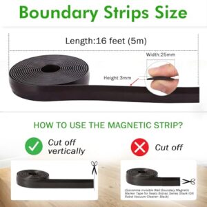 Yonice 16 Feet Boundary Strips Magnetic Tape Markers Compatible for Neato Shark ION Robot Vacuum Cleaner,Magnetic Botboundary Strips Bot Boundary