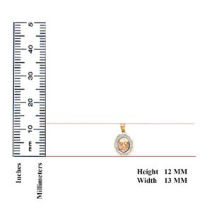 TGDJ 14k Tri-color Gold Religious Baptism Pendant with 1.5mm Valentino Diamond Cut Chain Necklace (16.0)