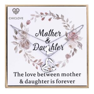 chiclove mother daughter jewelry sets for two, cutout heart necklaces, 2 sterling silver necklaces (c - mom and daughter jewelry)