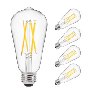 ascher vintage led edison bulbs 60 watt equivalent, eye protection led bulb with 95+ cri, non-dimmable, high brightness daylight white 4000k, st58 antique led filament bulbs, e26 base, pack of 4