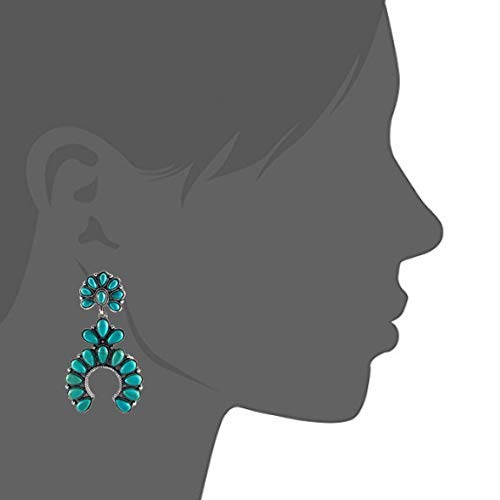 Turquoise Fanwise Delicate Dangle Metal Earring