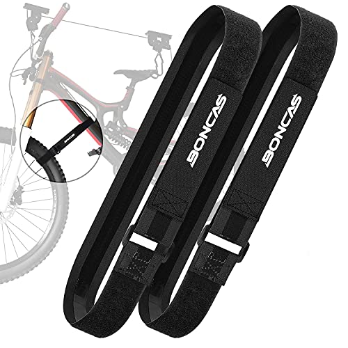 Boncas Adjustable Bike Rack Strap 24" Bicycle Wheel Stabilizer Straps with Innovative Gel Grip Keep The Bicycle Wheel from Spinning - Black 2 Pack