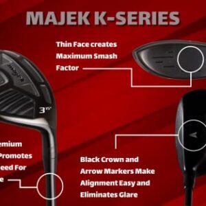 Senior Men's Majek K-Series High Launch 460cc 10.5° Driver and 3 5 Fairway Wood Set Golf Clubs, Right Handed Senior Flex with Premium Men's Arthritic Grip