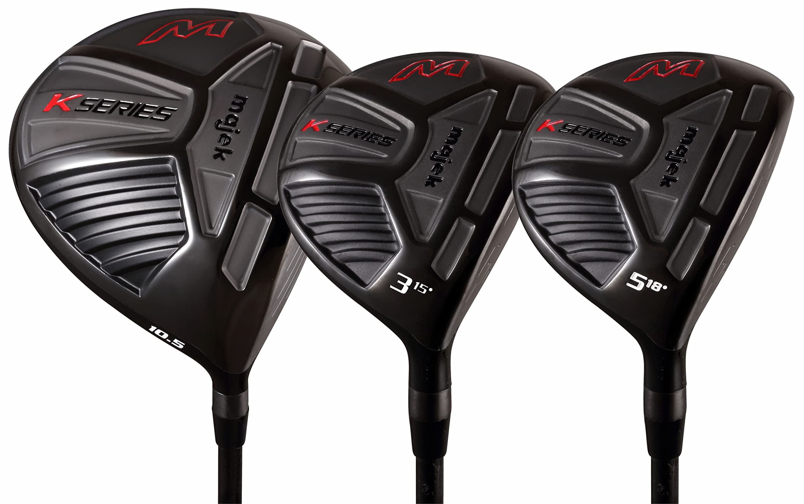 Big & Tall Senior Men's (+1" Longer Than Standard Length) Majek K-Series High Launch 460cc 10.5° Driver and 3 5 Fairway Wood Set Golf Clubs, Right Handed Senior Flex with Premium Men's Arthritic Grip