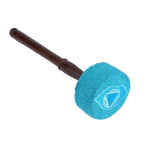 hard wood felted striker, handmade hard wood multi-purpose tibetan buddhism singing bowl mallet striker stick for meditation chakra healing prayer and yoga (light blue)