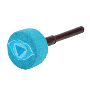 Hard Wood Felted Striker, Handmade Hard Wood Multi-purpose Tibetan Buddhism Singing Bowl Mallet Striker Stick for Meditation Chakra Healing Prayer and Yoga (Light blue)