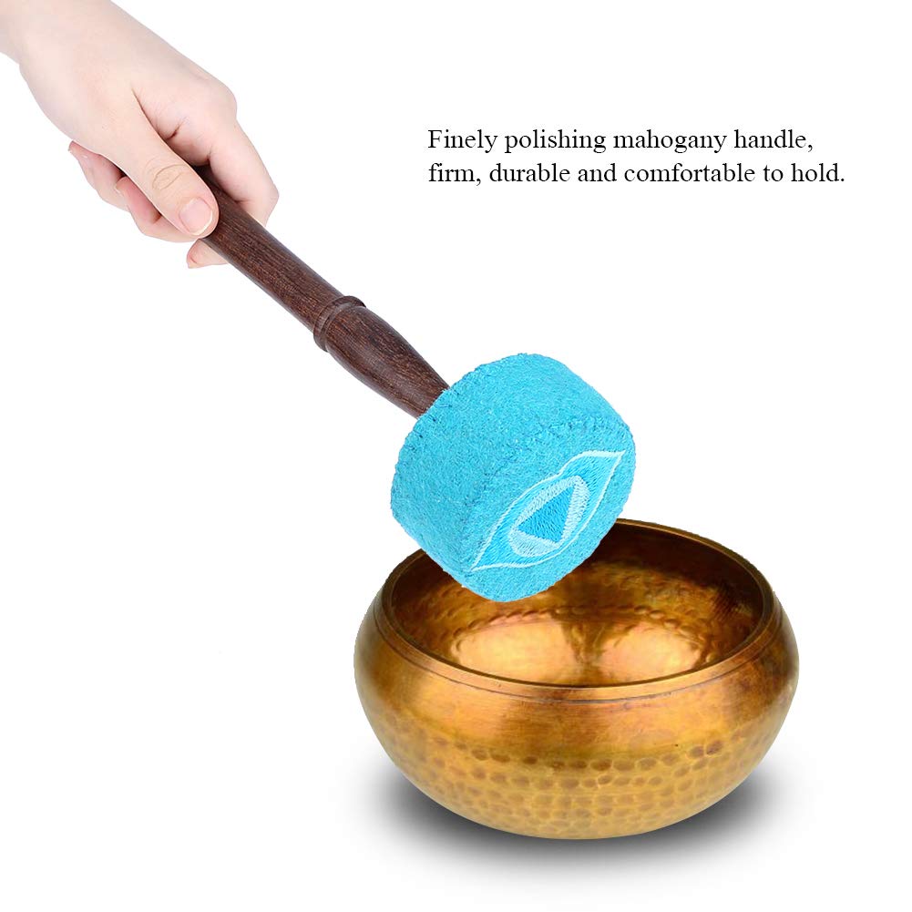 Hard Wood Felted Striker, Handmade Hard Wood Multi-purpose Tibetan Buddhism Singing Bowl Mallet Striker Stick for Meditation Chakra Healing Prayer and Yoga (Light blue)