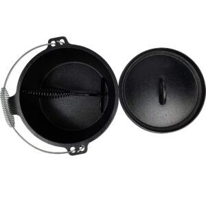 Pre-Seasoned Cast Iron Camp Dutch Oven, 4.1 qt, including Lid Lifter, Lid Stand and Silicone Handle Holders