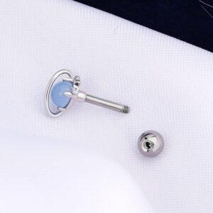 OUFER 16G Stainless Steel Cartilage Earring Air Blue Opal Stone Saturn Helix Earring