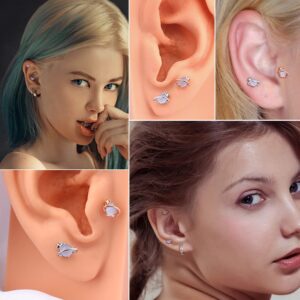 OUFER 16G Stainless Steel Cartilage Earring Air Blue Opal Stone Saturn Helix Earring