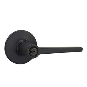 Amazon Basics Manchester Entry Door Lever with Lock, Matte Black